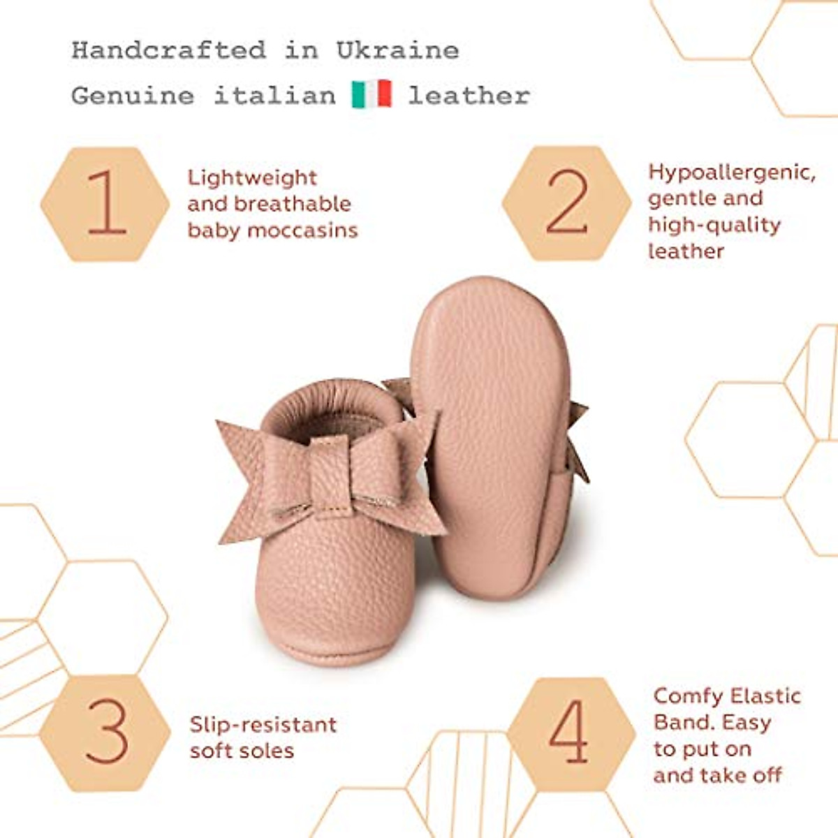 Littlebeemocs Bow Baby Moccasins (Italian Leather) Soft Sole Shoes for Girls | Infants, Babies, Toddlere (5, Tourmaline)