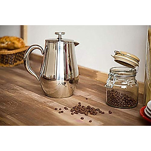 Cafetiere French Press Coffee Maker by VeoHome -Stainless steel Unbreakable and keeps coffee hotter for a long time thanks to its double wall (1 Liter)