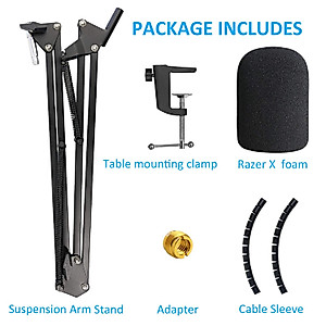 Razer Seiren X Mic Stand with Pop Filter - Mic Boom Arm and Windscreen Foam Cover Compatible with Razer Seiren X Streaming Microphone by YOUSHARES