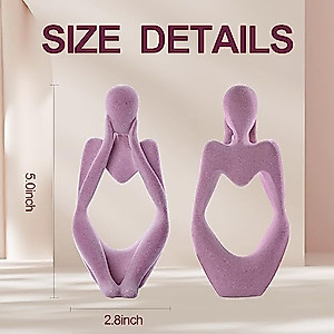 Ksgolif Home Decor Thinker Statue - 3pcs Modern Abstract Art Sculpture Bookshelf Decor Pink Velvet Collectible Figurines Decorations for Living Room Office Women's Day Gift (Pink)