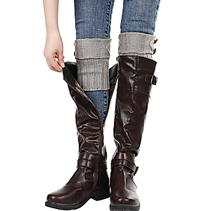 SATINIOR 6 Pairs Women Boot Cuffs Socks Cable Winter Knitted Boot Cuffs Socks Short Knitted Leg Warmers Button Boot Toppers (Vivid Colors)