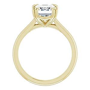 925 Silver, 10K/14K/18K Solid Gold Moissanite Engagement Ring, 2.0 CT Emerald Cut Handmade Solitaire Ring, Diamond Wedding Ring for Women/Her Anniversary Propose Gift, VVS1 Colorless