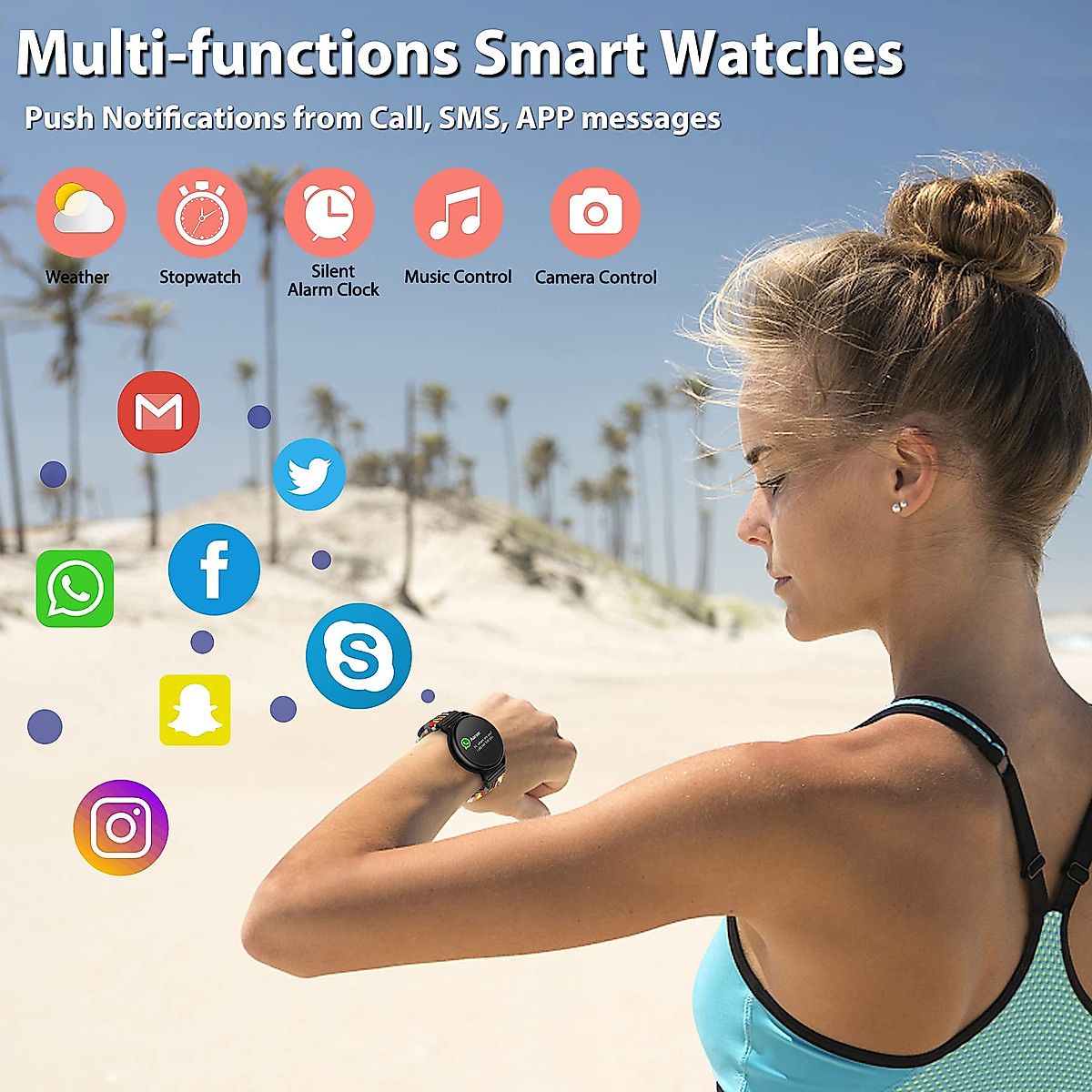 Eastcoo Smart Watch for Android/iOS Phones, 1.3'' HD Touch Screen Fitness Tracker Watches, Waterproof Smart Watch for Women with Text and Call Alerts, Heart Rate, Sleep Monitor Smartwatch for iPhone