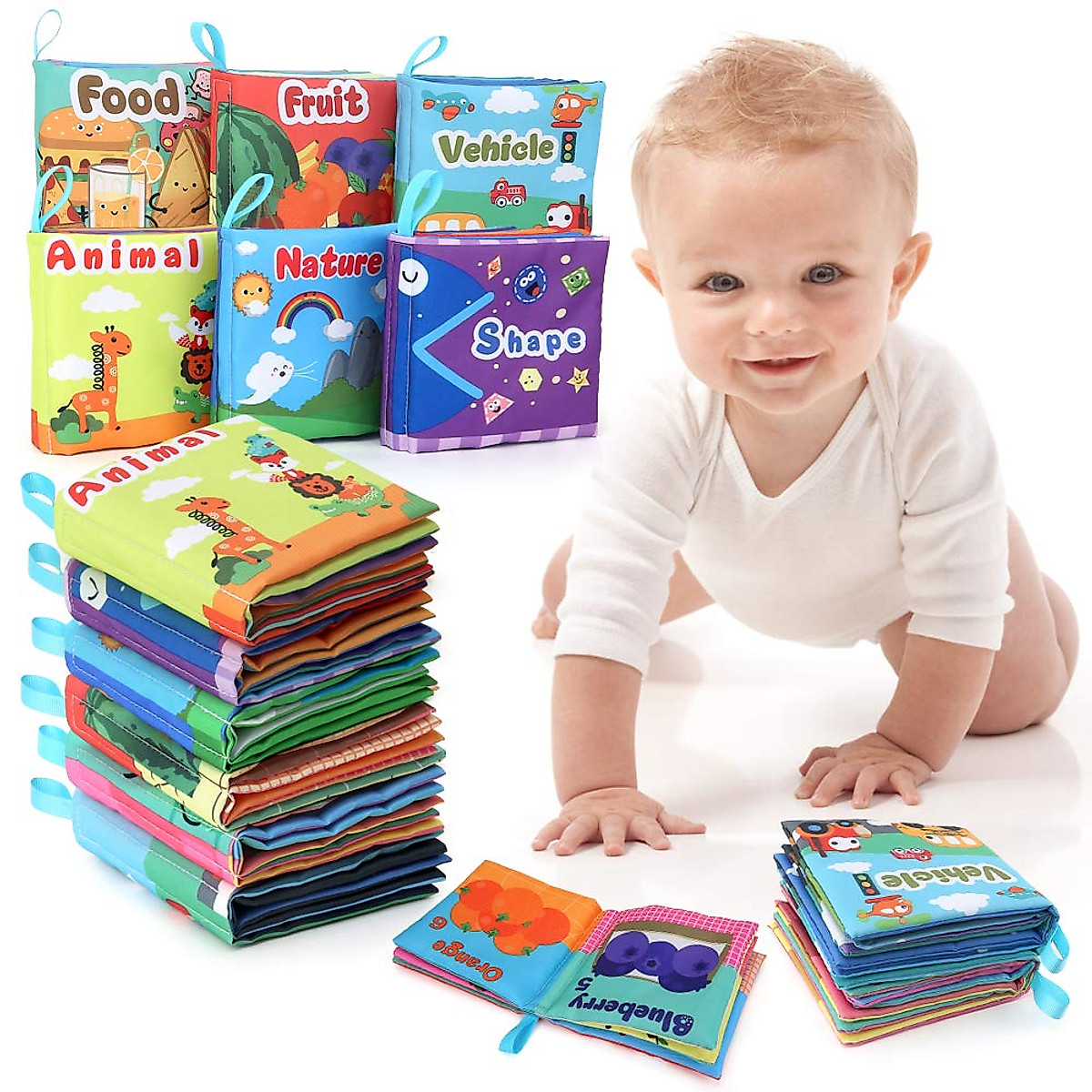 kramow Baby's First Soft Books with Rustling Sound,Cloth Books Toy Set for Newborns, Infants, Toddlers Kids.Perfect for Baby Toy Sets Baby Shower
