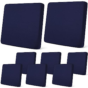 Newwiee 8PCS Patio Stretch Sofa Cushion Cover Outdoor Cushion Cover Replacement Couch Slipcover Sofa Seat Cover Soft Flexibility Chair Cushion Cover Furniture Protector (Navy,Waterproof Pure)