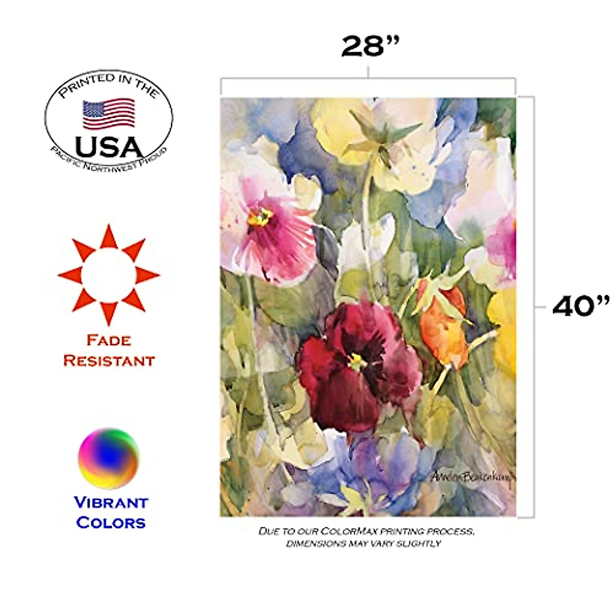 Toland Home Garden 108008 Pansies Posing Spring Flag 28x40 Inch Double Sided Spring Garden Flag for Outdoor House summer Flag Yard Decoration