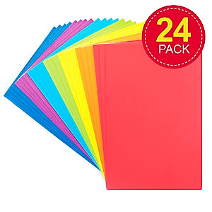 Baker Ross AX950 Rainbow Self-Adhesive Foam Sheets - Pack of 24, Colored Art Supplies for Kids Craft Making Activities