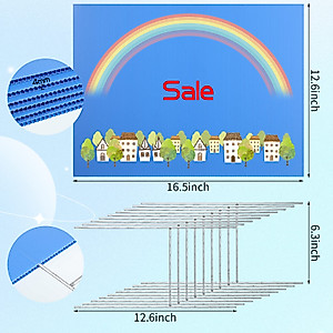 20 Pack Large Size Blank Yard Signs with Stakes 16.5 x 12.6 Inch Blue Corrugated Plastic Sheet Real Estate Garage Sale Signs with Stakes Open House for Rent Sign with Stand for Lawn Party Decorations