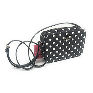 Kate Spade New York Staci Saffiano Leather Mini Camera Crossbody (Black Polka Dot)