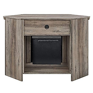 Walker Edison Alcott Classic Glass Door Fireplace Corner TV Stand for TVs up to 55 Inches, 48 Inch, Grey Wash