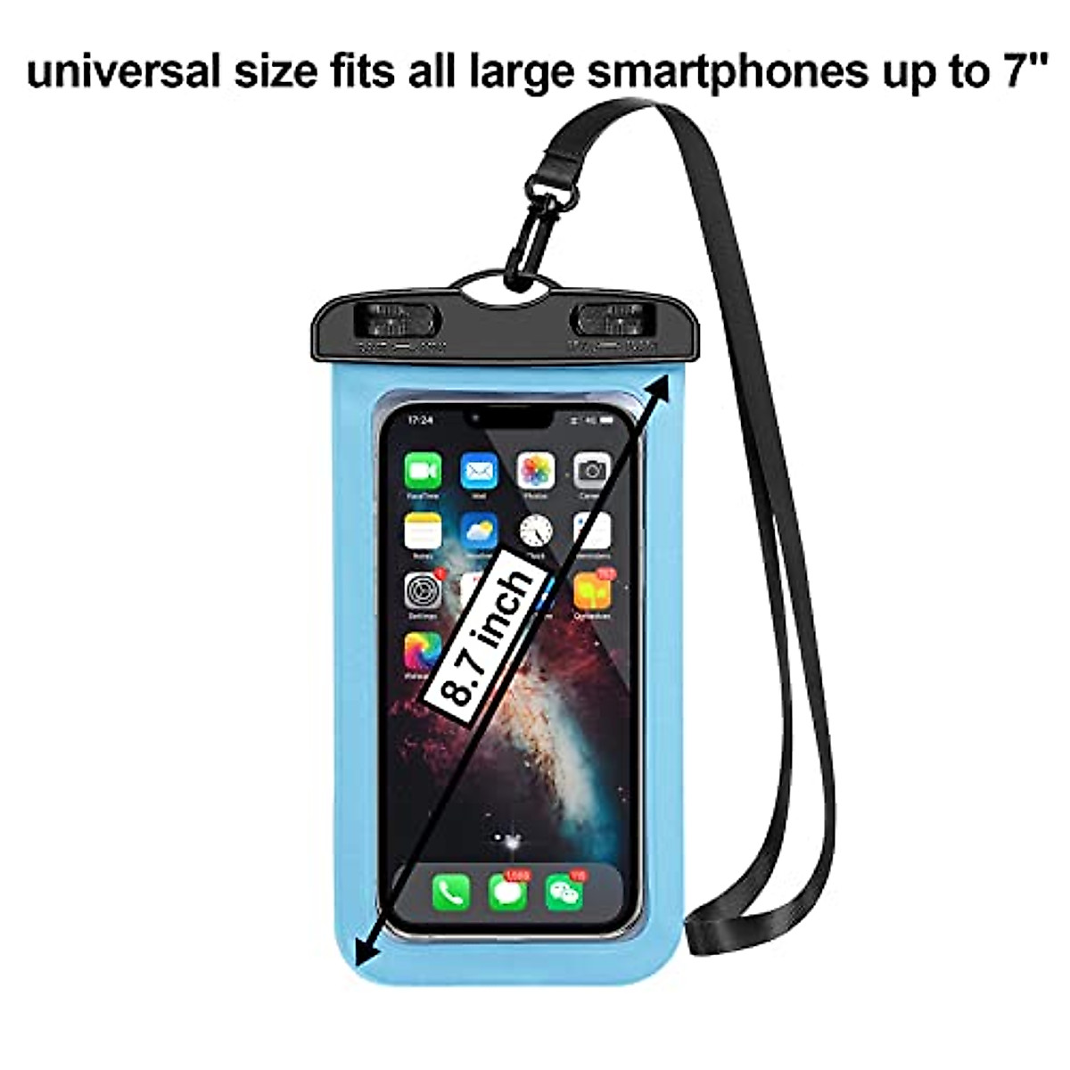 5 Pack Universal Waterproof Phone Pouch, Large Phone Dry Bag Waterproof Case for Apple iPhone 14 13 12 11 Pro Max XS Max XR X 8 7 6 Plus SE, Samsung S21 S20 S10,Note,Up to 7"