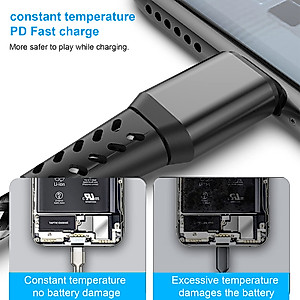 Super Long iPhone 12 Charger Cable 16Ft/5M USB-C to Lightning Cable Fast Charging iPhone Cable Nylon Lightning Cord for iPhone 12 11 Pro Max/X//8, Pad 8th 2020, AirPods Pro