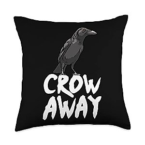 Crow By VM Away Black Funny Women Crow Love Birds Throw Pillow, 18x18, Multicolor