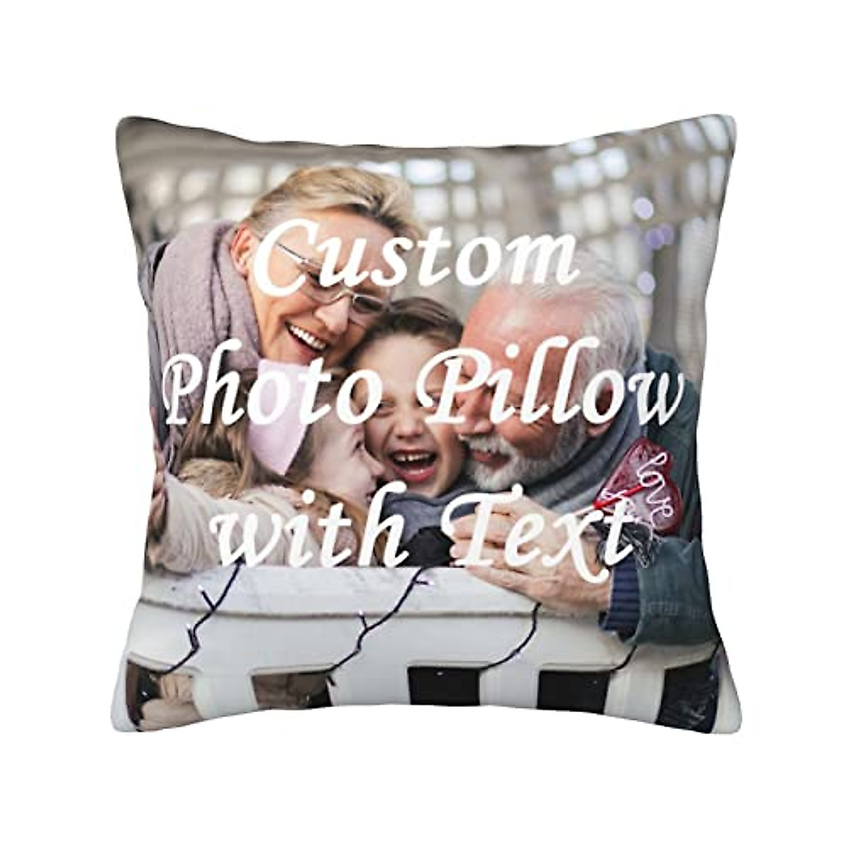 Custom Design Photos or Text Throw Pillowcase, Personalized Photo Pillow, Love Photo Throw Pillow, Wedding Keepsake Throw Pillow 12"X12"