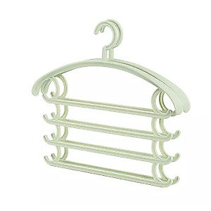 Pants Hanger 3Pk Space Saving Multi Functional Clothes Hanger 4 Layer Closet Organizer for Trousers Scarves… (Green)