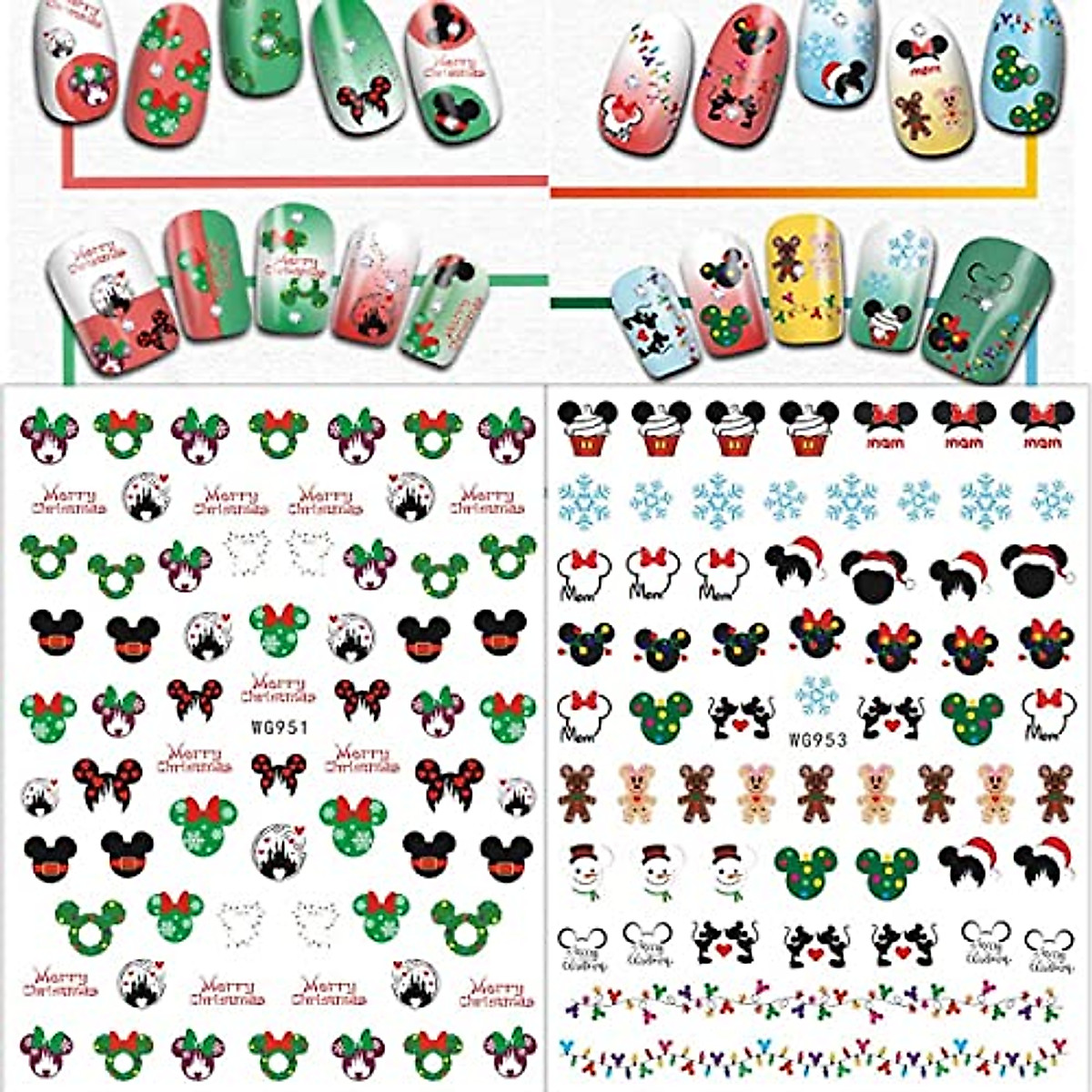 10 Sheets Christmas Nail Art Stickers 3D Nail Art Decals Green Monster Cartoon Nail Decals Self-Adhesive Design Nail Art Supplies Holiday Nail Stickers Winter Christmas Party Nail Decoration for Women