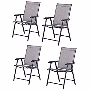 Outsunny Folding Outdoor Patio Chairs Set of 4 Stackable Portable for Deck, Garden, Camping and Travel