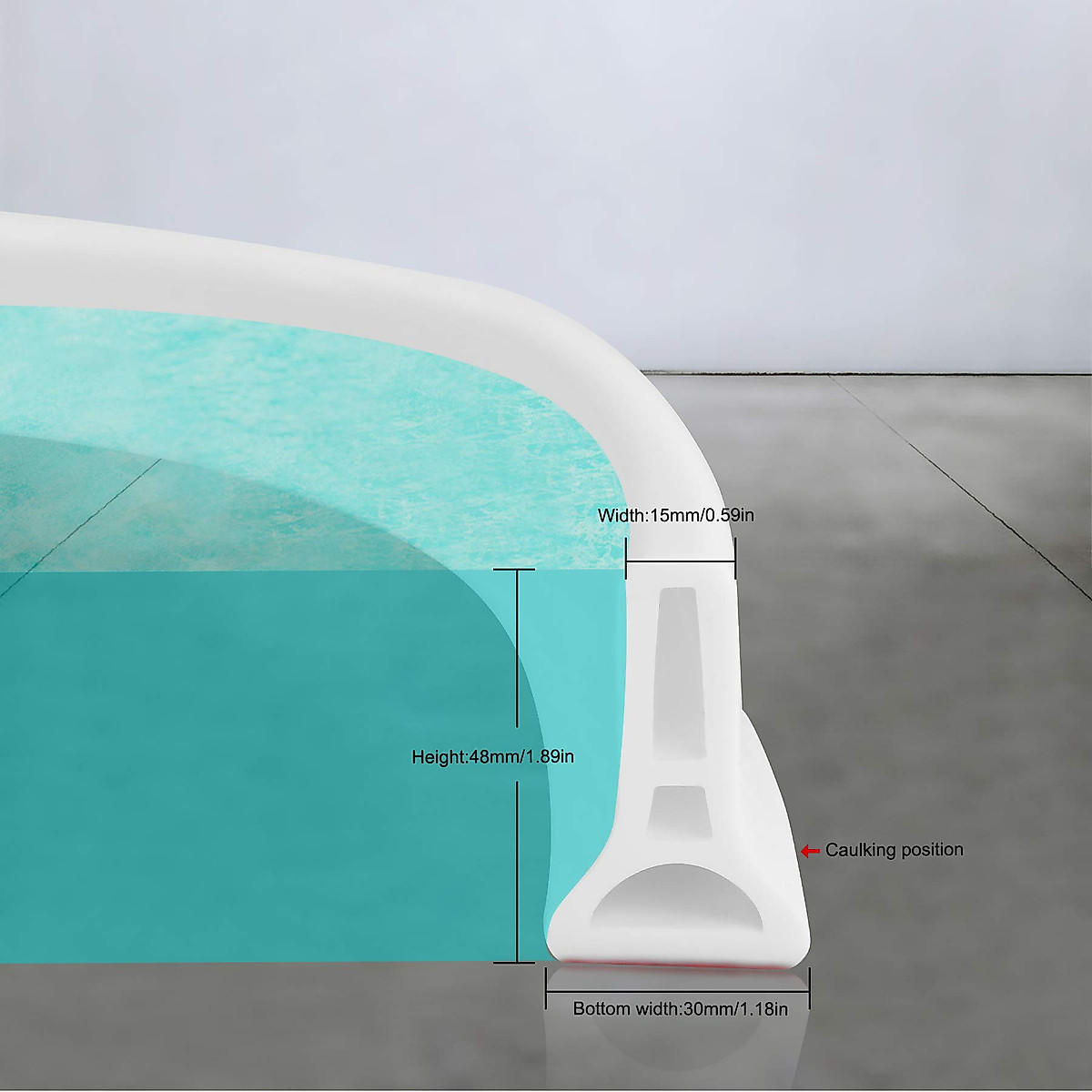 GenericBrands 48 Inch Collapsible Shower Threshold Water Dam Shower Barrier Retention System for Bathroom and Shower Room