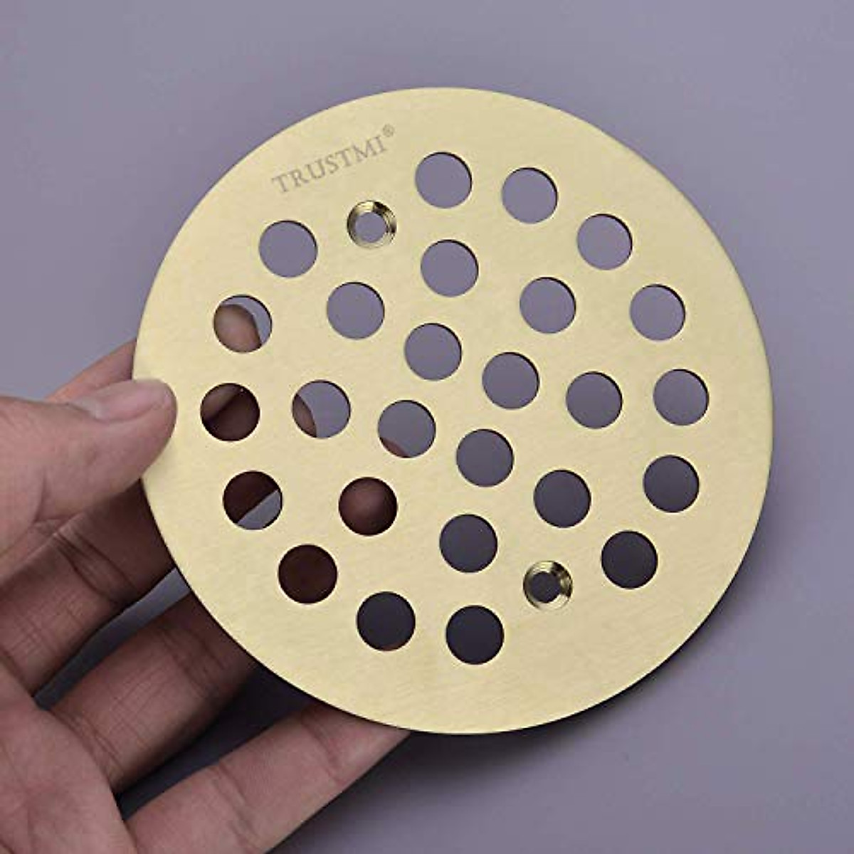 TRUSTMI 4 1/4-inch Screw-in Style Shower Drain Grate Replacement Cover with Screws,Brushed Gold