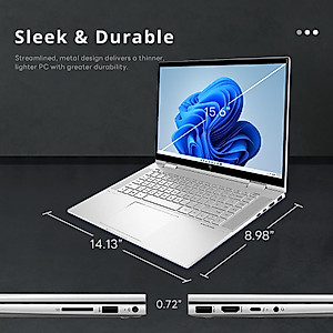 HP Envy x360 2-in-1 15.6” FHD Touchscreen Laptop, Intel core i7-1260P, 64GB RAM, 4TB PCIe SSD, Backlit KB, HD Webcam, Intel Iris Xe Graphics, Wi-Fi, Bluetooth, Win 11 Pro, Silver, 32GB USB Card