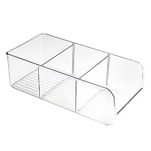 ELTOW 6 Pack Snack Organizer for Pantry, 3 Compartment Plastic Pantry Organizer Bins with Removable Dividers, Chip Organizer for Pantry, Food Packets, Spices, Condiments, Fridge, Cabinet, Kitchen