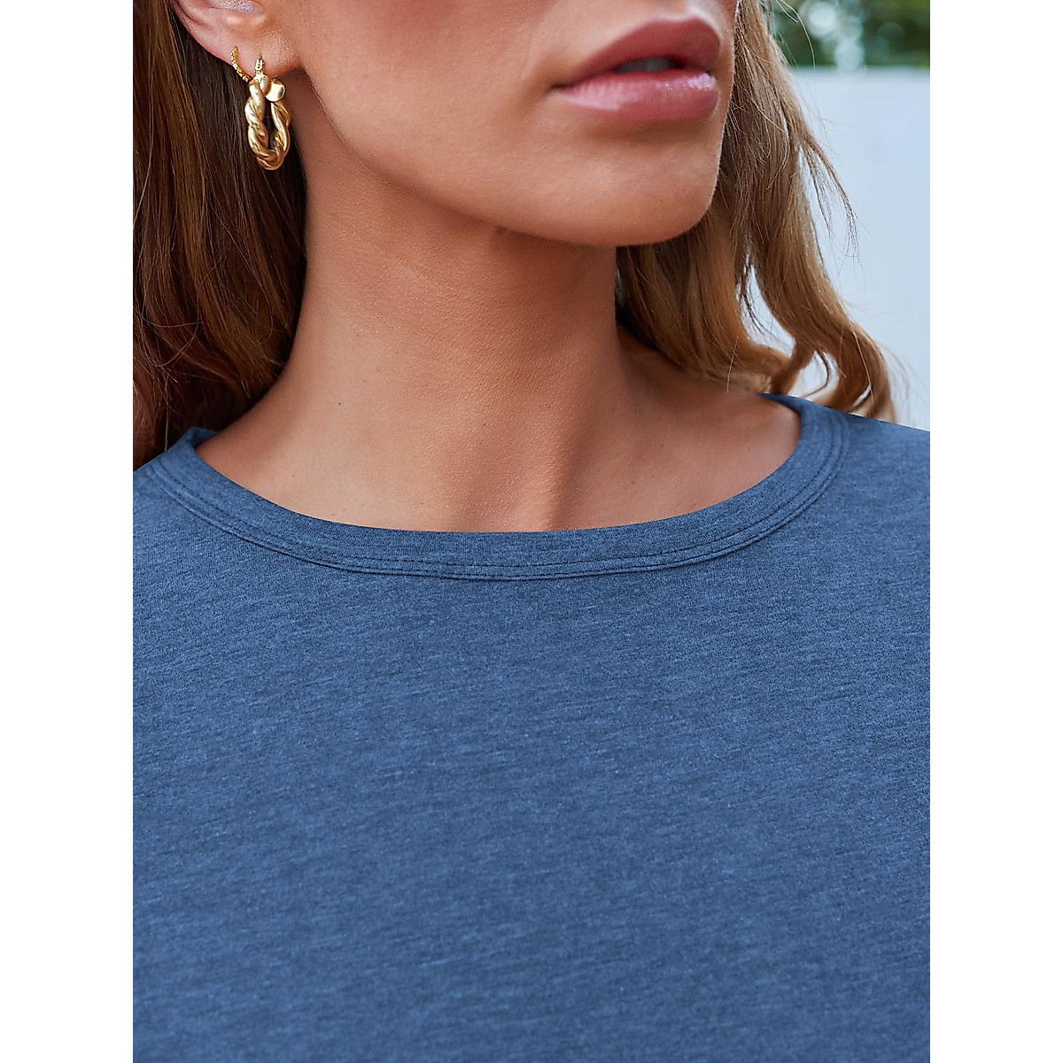 AUTOMET Womens Long Sleeve Round Neck Shirts Basic Tee Fall Tops Outfits Clothes 2025 01blue XL