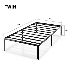 Best Price Mattress 14-Inch Metal Platform Beds w/ Heavy Duty Steel Slat Mattress Foundation (No Box Spring Needed), Black