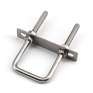 M6x40x65mm 304 Stainless Steel Square U Bolts with Hex Nuts,Frame Plate,Round Washers (4 Pieces)