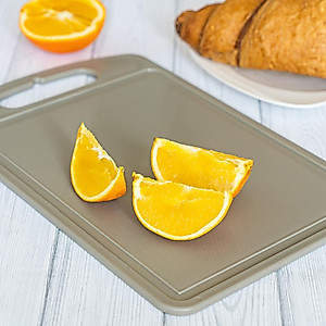 Cutting Boards for Kitchen Gray Plastic Chopping Board with Handles Set of 3 Juice Groove Dishwasher Safe BPA Free Stackable