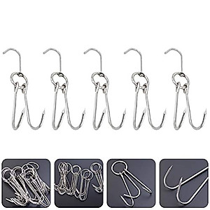 DOITOOL 10 Pcs Double Meat Hooks Stainless Steel Roasting Hook Bacon Hams Meat Duck Butcher Hook Cooking Smoker Hook Hanger for BBQ Grill Drying 23CM