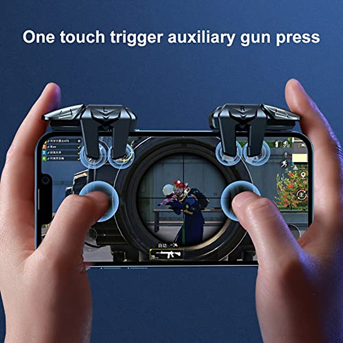 FENGCHUANG Mobile Game Trigger, PUBG Cellphone Gaming Joystick, 6 Fingers Operation Controllers, Alloy Gamepad Joystick, Aim Shooting L1R1 Key Button for Fornite/Knives Out/Rules of Survival
