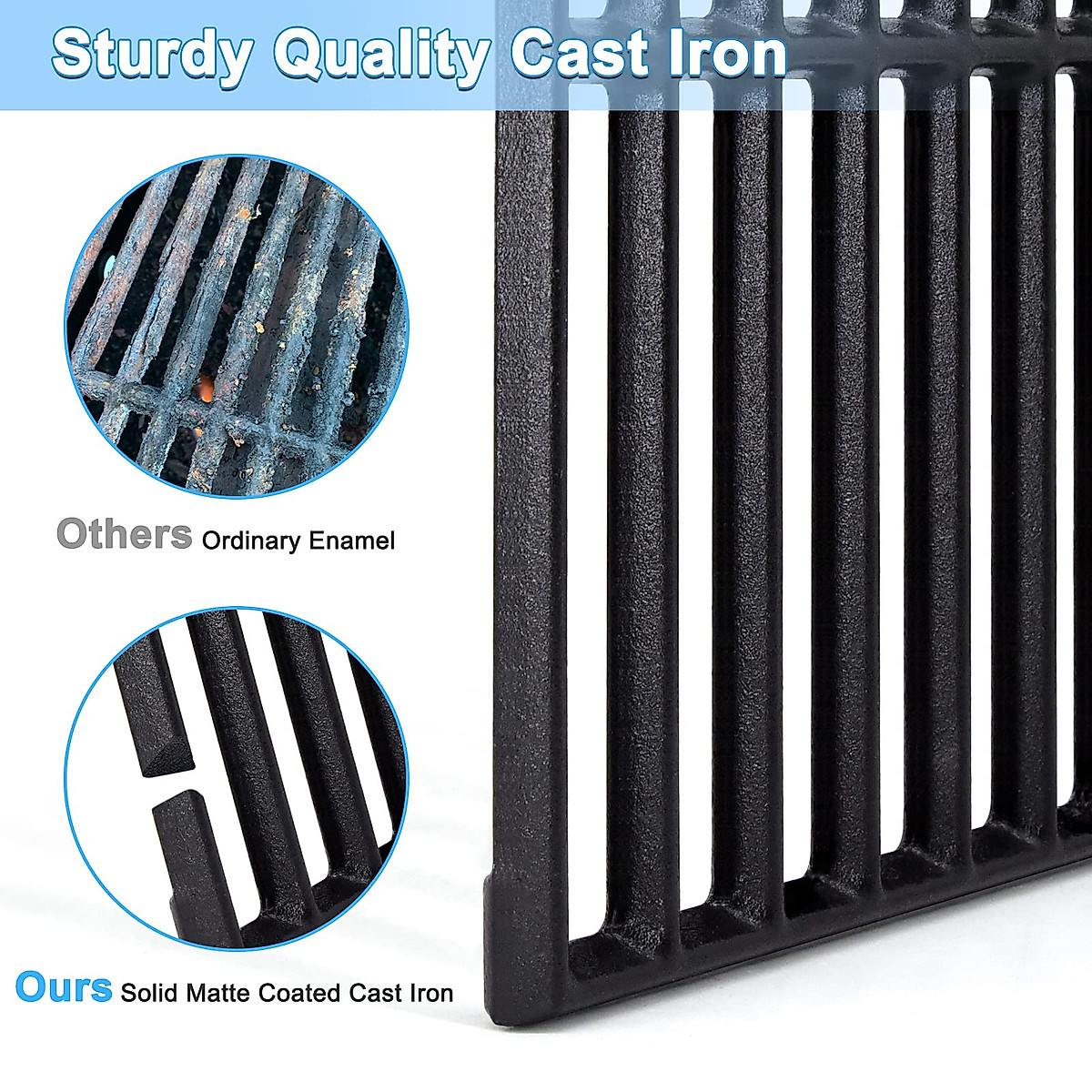 Adviace 18 Inches Grill Grates Replacement for Charbroil Performance 463377319, 463376419, 463376519, 463376319, Cast Iron Cooking Grid Grates for Char-Broil G470-0002-W1, G470-0003-W1, G321-0005-W1.