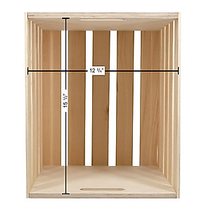 LEISURE ARTS Good Wood Wooden Crate, Wood Crate Unfinished, Wood crates for Display, Wood crates for Storage, Wooden crates Unfinished, Solid End, 16" x 13.5" x 13.5"