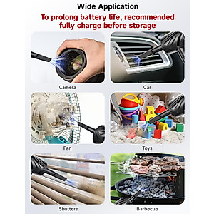 Compressed Air Duster,Fulljion 3-Gear to 51000RPM Electric Air Duster Portable Air Blower with LED Light, 6000mAhRechargeable Cordless Air Duster for Computer Keyboard Fast Charge(Black)