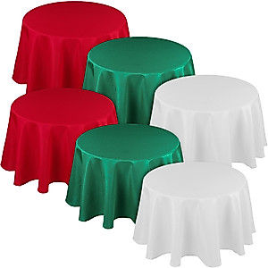 6 Pack 60 Inch Round Tablecloth Suitable for 20-48 Inch Round Tables Reusable Water Resistant Spill Proof Washable Table Covers for Christmas Banquets Buffet Wedding Party (White)