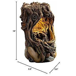 GOSSI 3-Tiered Cascading Tabletop Water Fountains with LED Light - Indoor Simulation Rock Waterfall Fountain - Soothing and Relaxing Water Sound - Small 8.3 Inch Desktop Size - Home/Office Decor