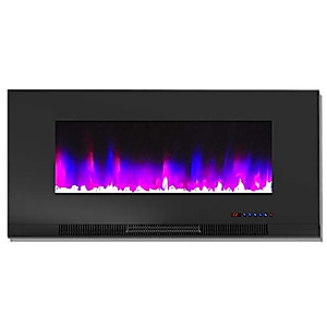 Cambridge Slate Blue Somerset 70 Electric Fireplace TV Stand with Multi-Color LED Flames, Crystal Rock Display, and Remote Control