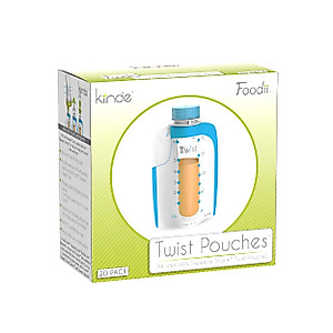 Kiinde Foodii Baby Food & Formula Storage, Disposable Squeeze Pouches (20 Pack)