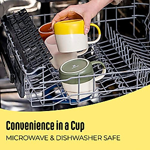 Ceramic Coffee Mugs Set of 4 - Large Stoneware Cups - Hand-Painted, Two-Tone Glazed Mug for Coffee, Tea, and More - Microwave & Dishwasher Safe