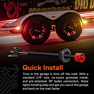 TRUE MODS 10pc 3/4" Inch Round Red Trailer 12V LED Marker Light [3 Wire/Turn Brake Tail TBT Lights] [DOT FMVSS 108] [SAE P2PC] [Semi-Spherical Output] [IP67 Waterproof] Small Markers for Trailer Truck