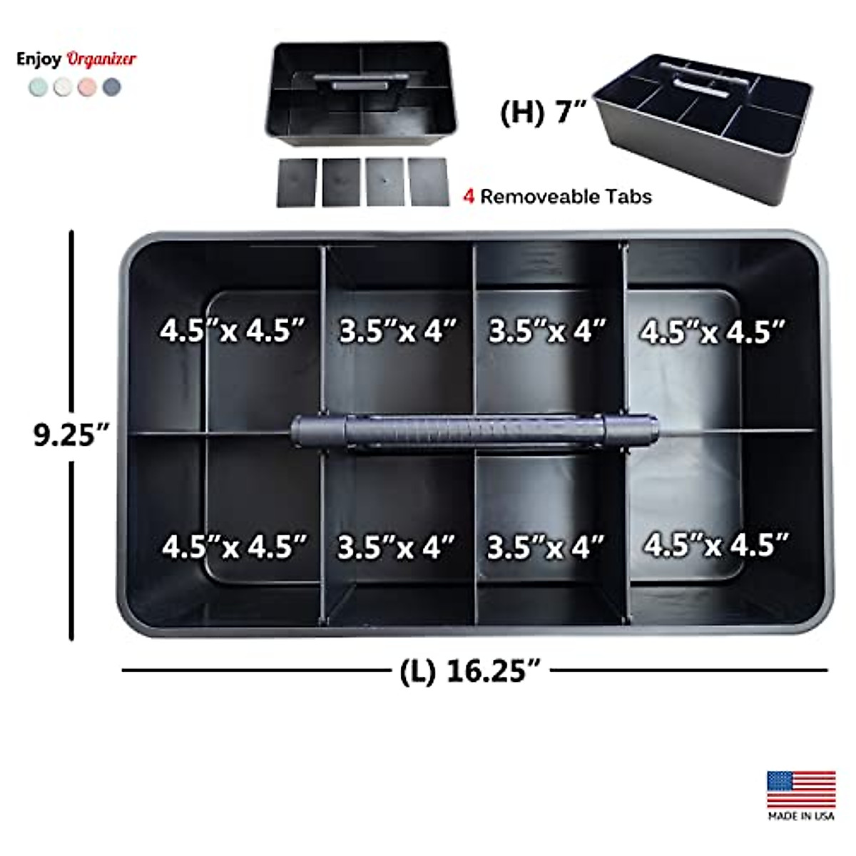 Enjoy Organizer- 2 Commercial Extra Large Portable Caddy Stackable Carry Caddy, Black, Carrier for Cleaning, Bathroom,Supplies, Tools, All-Purpose Caddy Made In USA (2)