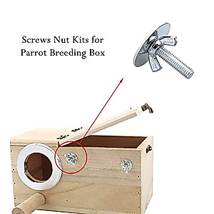 SnowTing Fitting Screws Nut Kits for Bird Nest House Parrot Breeding Box Bin DIY, Bird Cage Feeder Stand Perches Accessories Hardware, 8 Sets of Sidewalk Bolts with Wing Nut & Washers