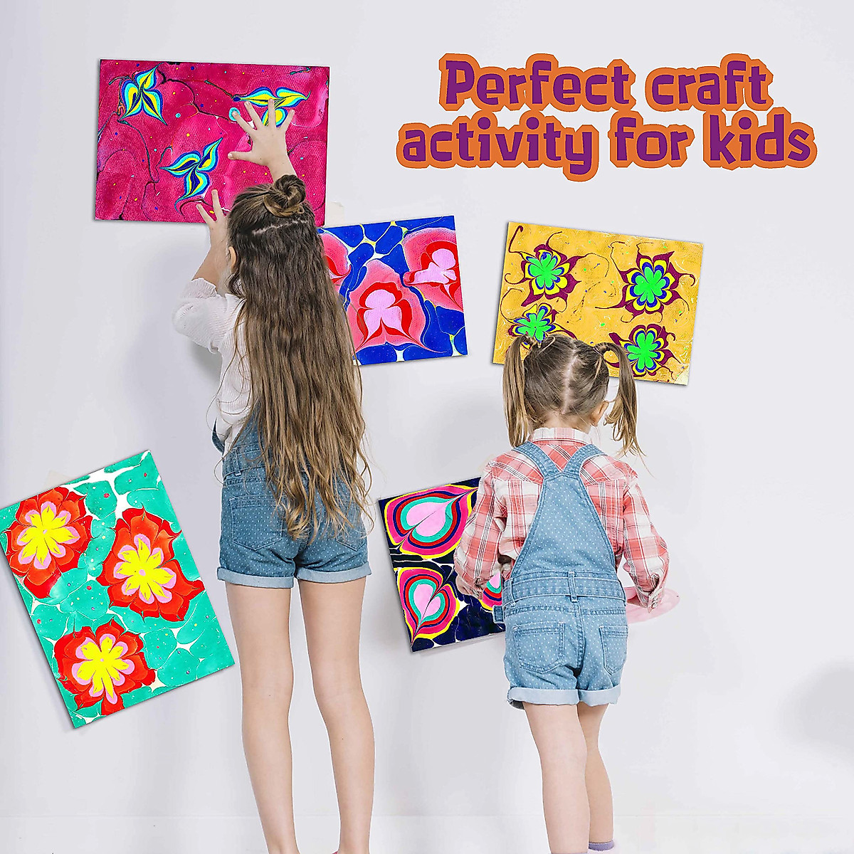 Loako Water Marbling Paint Kit for Kids - Great Creative Craft Kit Art Set - Arts and Crafts for Girls & Boys - Paint Gifts Idea for Kids 6-12 Activities - Marble Painting Kit - Water Art Paint Sets