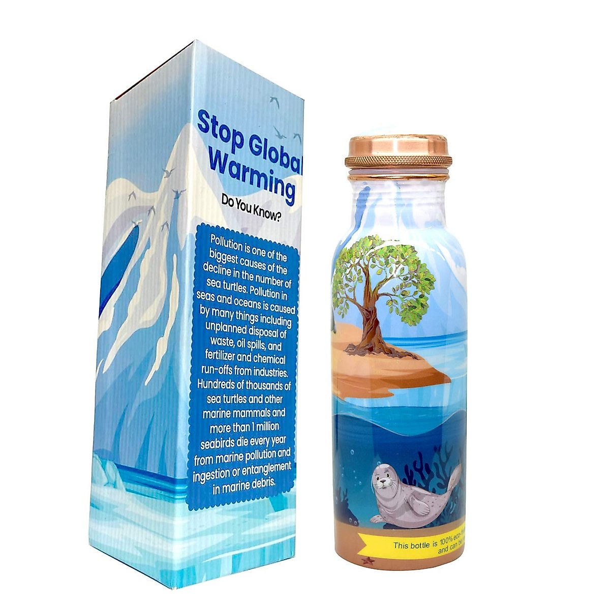 Moonovator EcoBottles – 100% Pure Copper Water Bottles | Easy-To-Use and Carry, Fancy Prints | Non-Insulated Bottles with Health Benefits and Emphasizing on Social Causes (Multi)