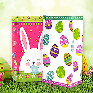 Easter Paper Bags for Kids - 20 Pack Easter Egg Bunny Party Bags for Easter Party, Birthday Party, White/Red Style by Lucky Party