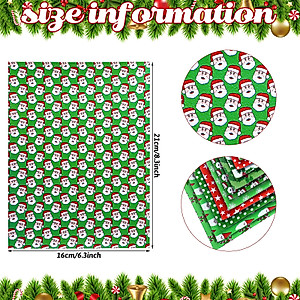 36 Pieces Christmas Faux Leather Sheets Glitter Faux Leather Fabric Snowflake Snowman Printed Christmas Fabric Synthetic Leather Sheet for DIY Christmas Craft Making, 8.3 x 6.3 Inch (Fresh)