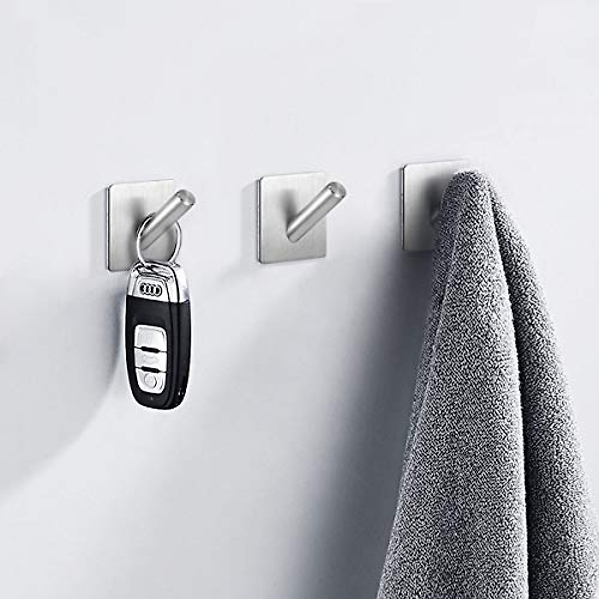 FULGENTE Adhesive Hooks Heavy Duty Hooks Wall Hangers Waterproof Stainless Steel Towel Hanger Holder Stcik on Hooks for Hanging Kitchen Bathroom Home Bathroom Towel Hooks- 4Packs