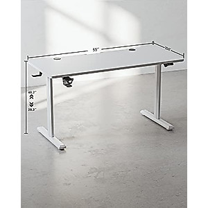 BANTI 55"x24" Standing Desk, Electric Stand up Height Adjustable Home Office Table, Sit Stand Desk with Splice Board, White Frame & White Top