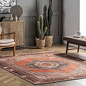 nuLOOM Tena Tribal Area Rug, 6' Square, Orange