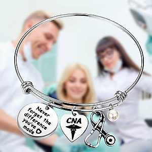 WSNANG CNA Bracelet Certified Nursing Assistant Gift Nursing School Graduation Gift Never Forget The Difference You've Made Bracelet (CNA Difference BR)